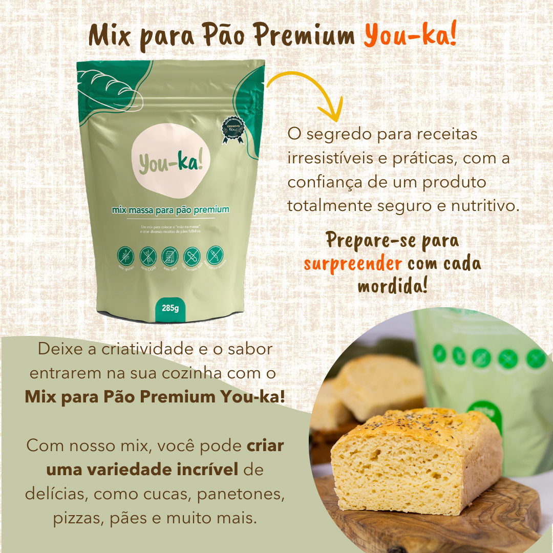 Mix para Pão Premium Sem Glúten You-Ka! Pacote 285g